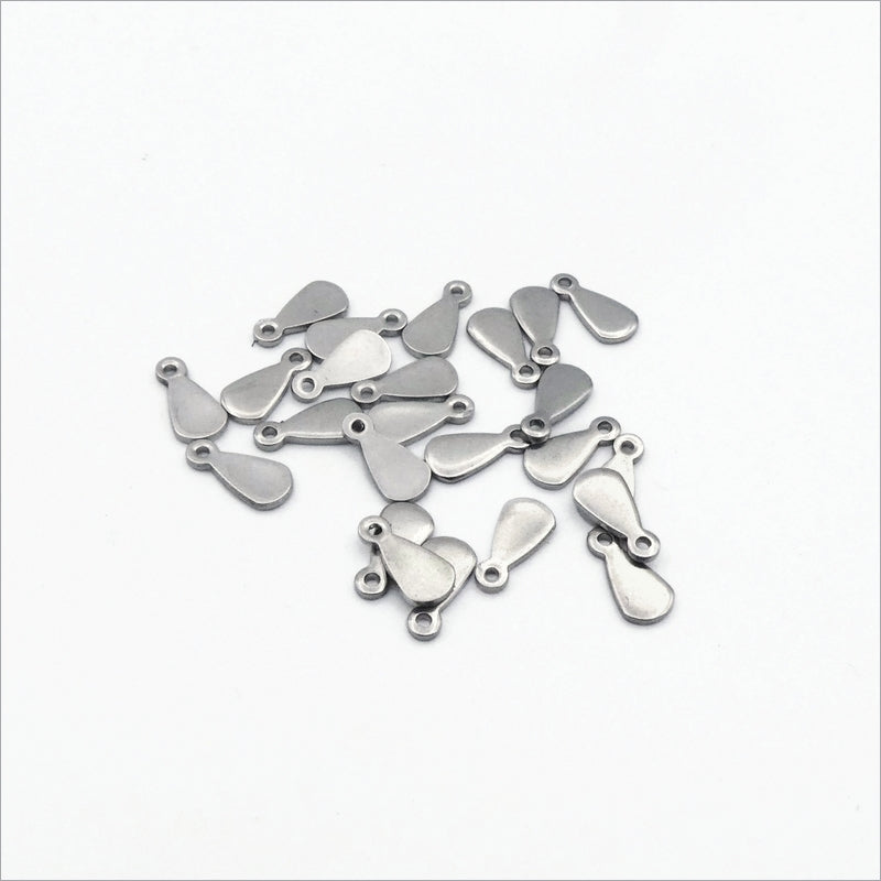 25 Stainless Steel 8mm x 4mm Teardrop Tag Charms – The Craft Armoury