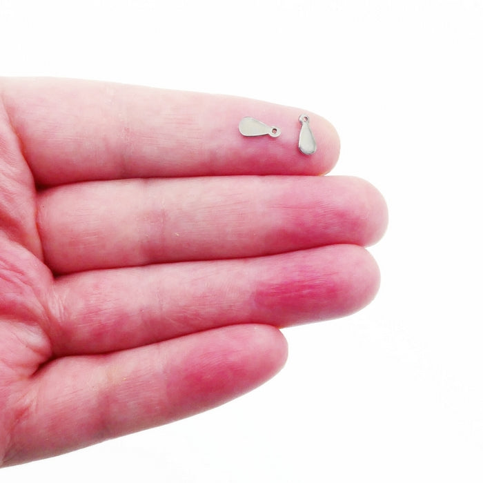 25 Stainless Steel 8mm x 4mm Teardrop Tag Charms – The Craft Armoury