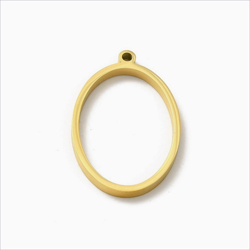 3 Gold Tone Stainless Steel Oval Open Back Bezel Settings for Resin Pe ...