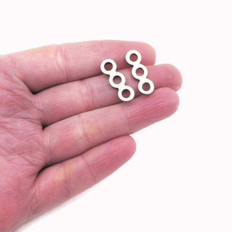 10 Stainless Steel Flat 3-Hole Spacer Bar Connectors – The Craft Armoury